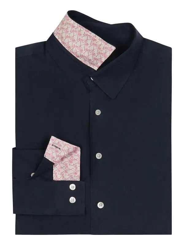PINK HOUSE Linen Shirt Plain Eclipse - Blue