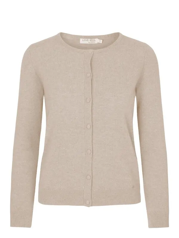 TIRILLM Neutrals Emilie" Basic Cashmere Cardigan, Light Melange - Beige