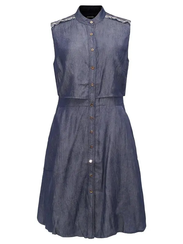 SMART AND JOY Open Back Fit-and-flare Dress - Blue