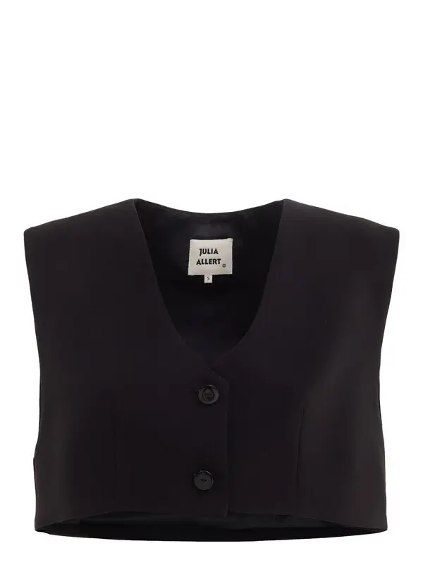 JULIA ALLERT Cropped Button-front Vest - Black