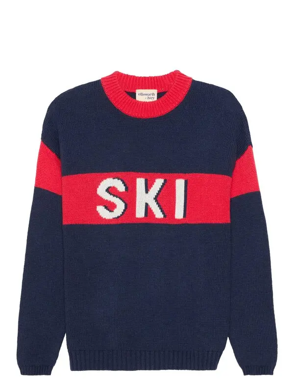 ELLSWORTH + IVEY Sadie Crewneck Sweater Navy Ski - Blue