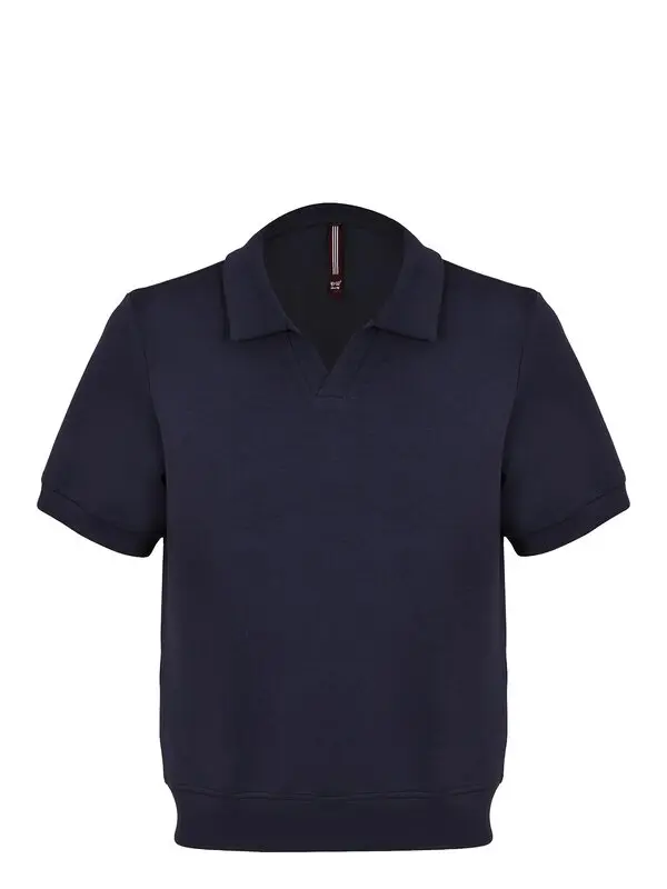 DAVID WEJ Enzo Cotton V-neck Polo Navy - Blue