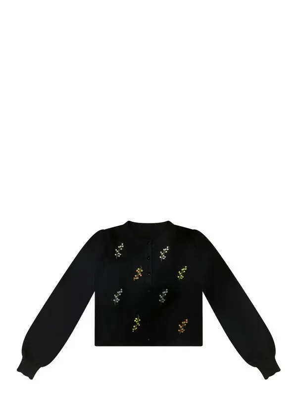 ROCH PEREL Floral Embroidered Cardigan - Black