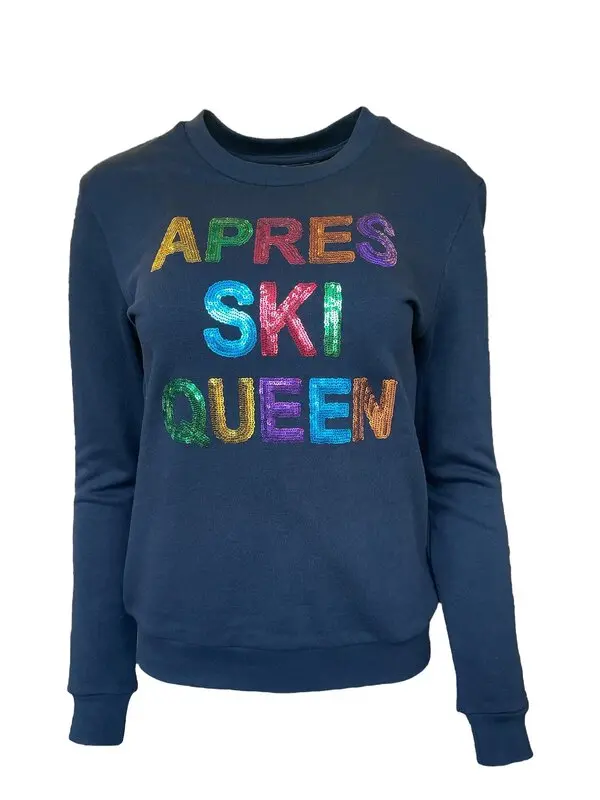 ANY OLD IRON Rainbow Aprés Ski Queen Sequin Sweatshirt - Black