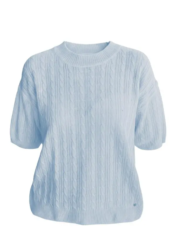 TIRILLM Kelly Lace Knitted Cashmere Short Sleeved Pullover, Pale - Blue