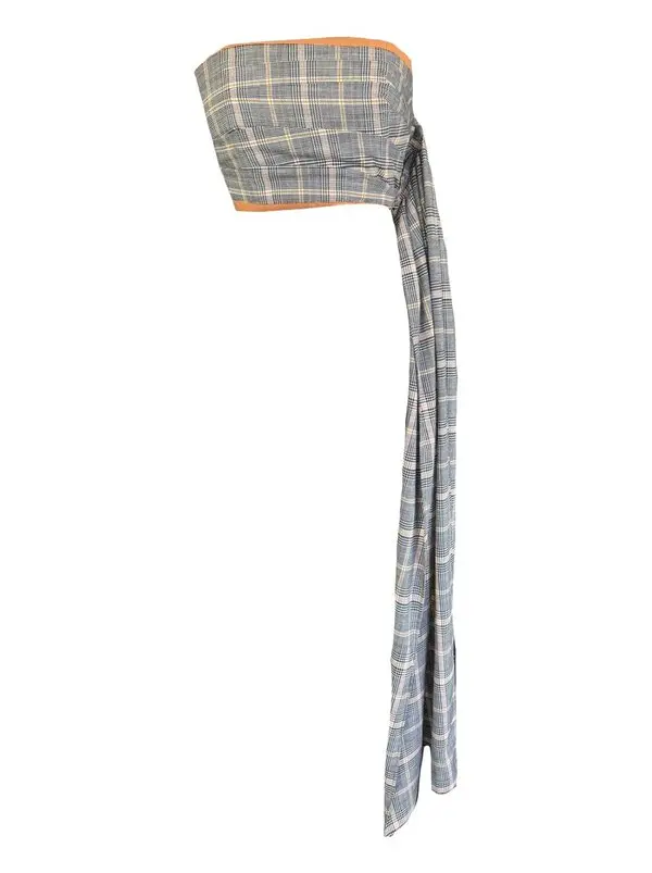 MIRIMALIST Plaid Drape Bustier - Brown