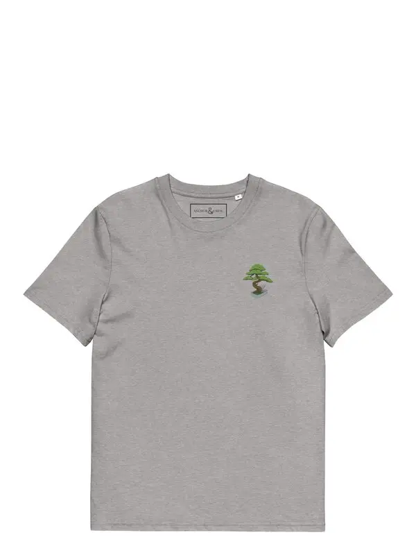 ANCHOR & CREW Heather Bonsai Garden Dystopia Organic Cotton Embroidered T-shirt - Grey