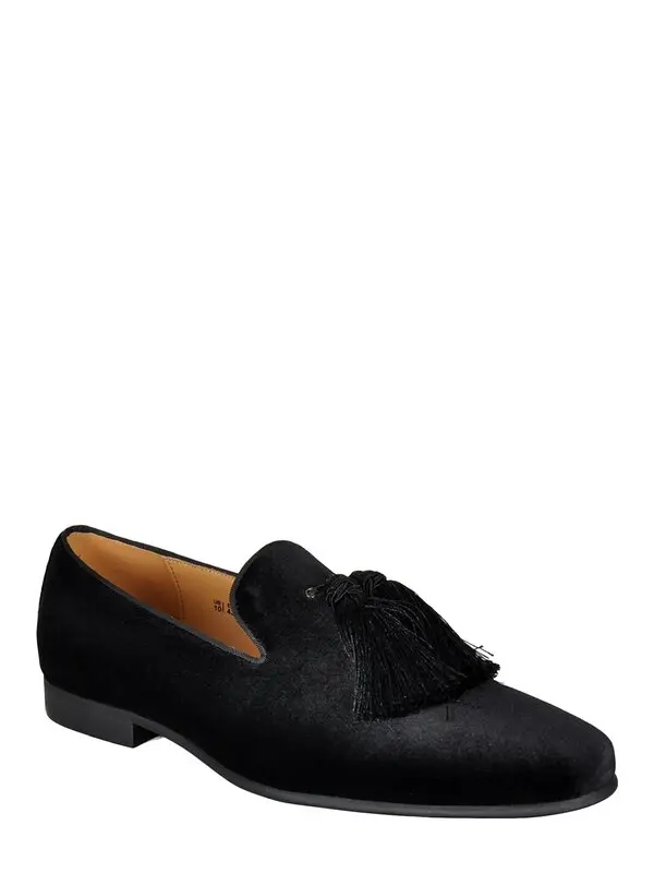 DAVID WEJ Bradford Velvet Tassel Loafers - Black