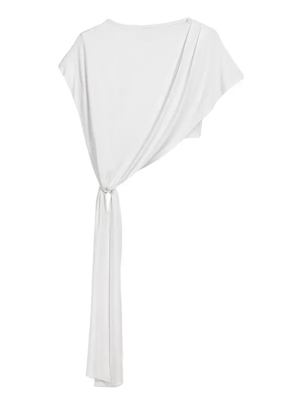 NOCTURNE Asymmetric Tie-front Crop Top - White