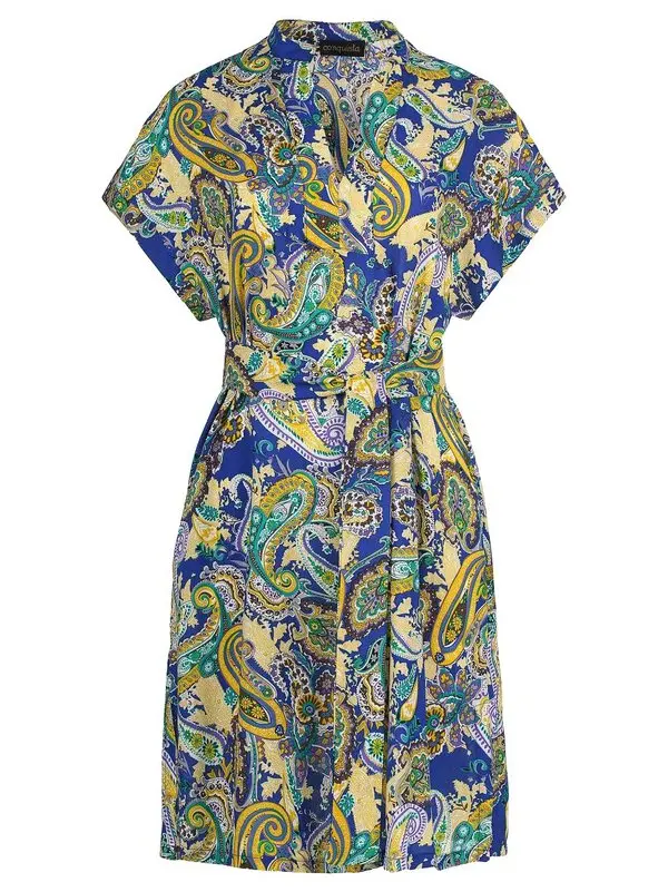 CONQUISTA Paisley Print Dress With Slits - Orange