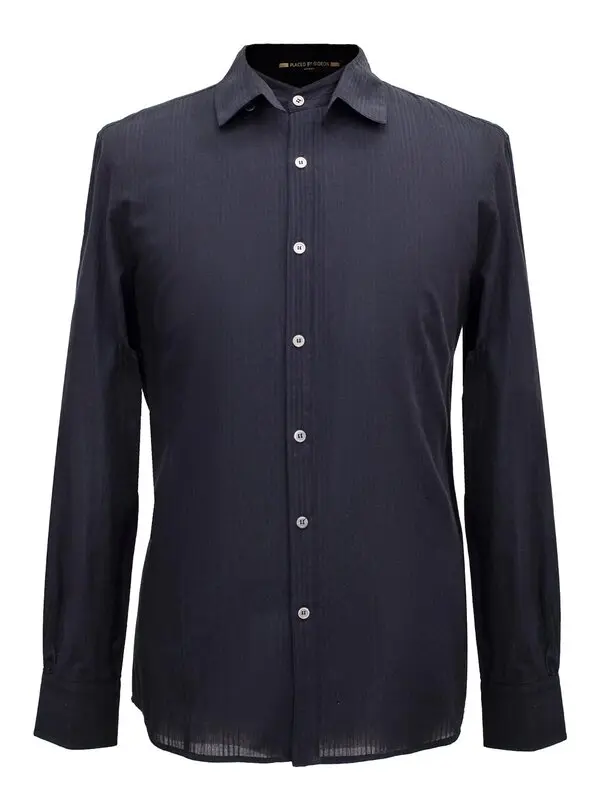 SMART AND JOY Long-sleeved Shirt With Double And Removable Collar - Black