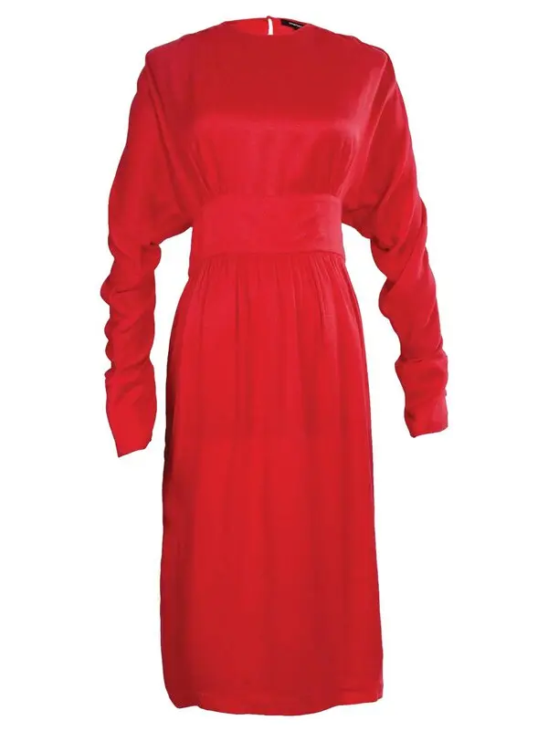 SMART AND JOY Long-sleeved Fitted Dress With Off-shoulders - Red