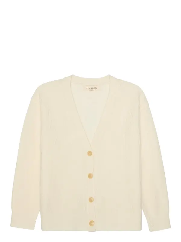 ELLSWORTH + IVEY Lilah V-neck Cardigan Ivory - White
