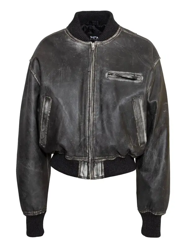 SVETA MILANO Dean Leather Bomber Jacket - Black