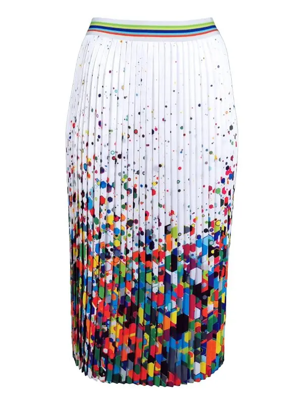 LALIPOP DESIGN Splash Of Color Pleated Midi Skirt - White