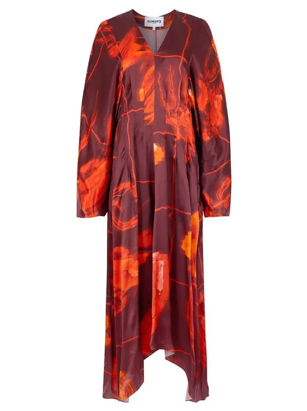 KLEMENTS Virginia Dress In Mercury Bouquet Print - Red