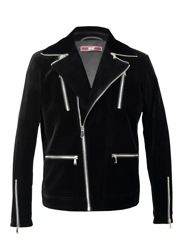 DAVID WEJ Washington Corduroy Biker Jacket - Black