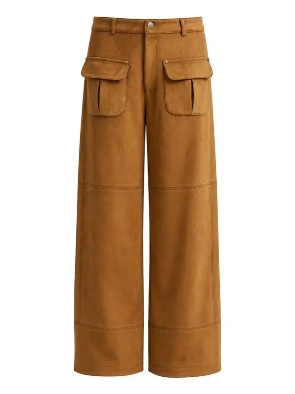 LUROQ LONDON Panelled Suede Trousers - Brown