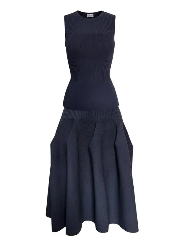 LONDON ATELIER BYPRODUCT Navy Knitted Top And Skirt Co-ordinates Set - Blue