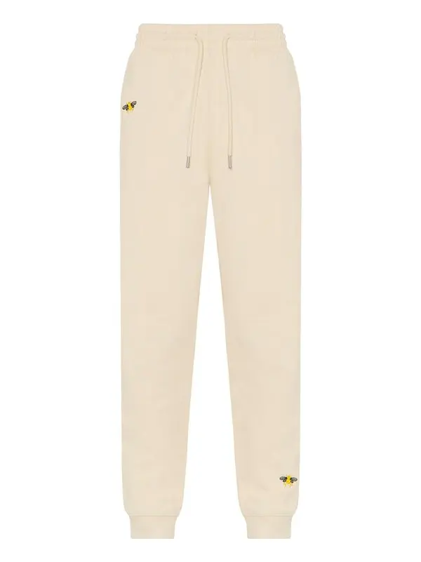 INGMARSON Neutrals Bee Embroidered Organic Cotton Joggers - Beige