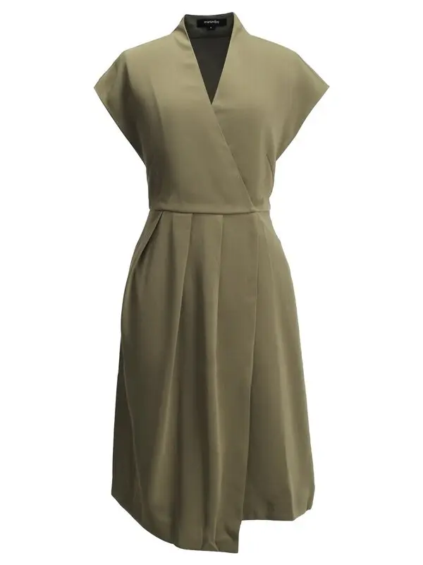 SMART AND JOY Wrap Effect Dress With Belt - Green