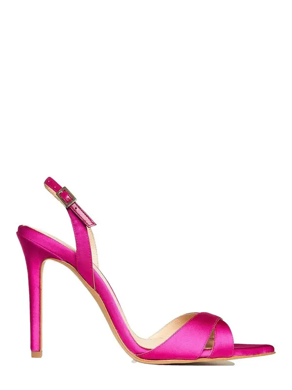 GINISSIMA Thea Satin Slingback Stiletto Sandals - Pink