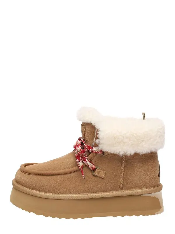 EVERAU AUSTRALIA Lapwing Ankle Platform Boots In Chestnut - Gold