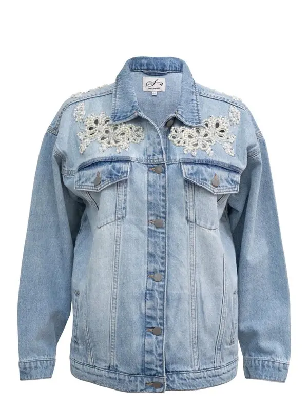 SANA T Hand Crafted Elara Denim Jacket - Blue