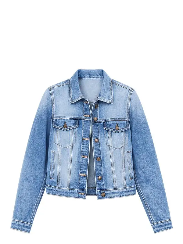 YUMI Stretch Washed Denim Jacket - Blue