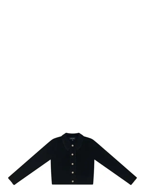 ROCH PEREL Lace Trimmed Collar Cardigan - Black