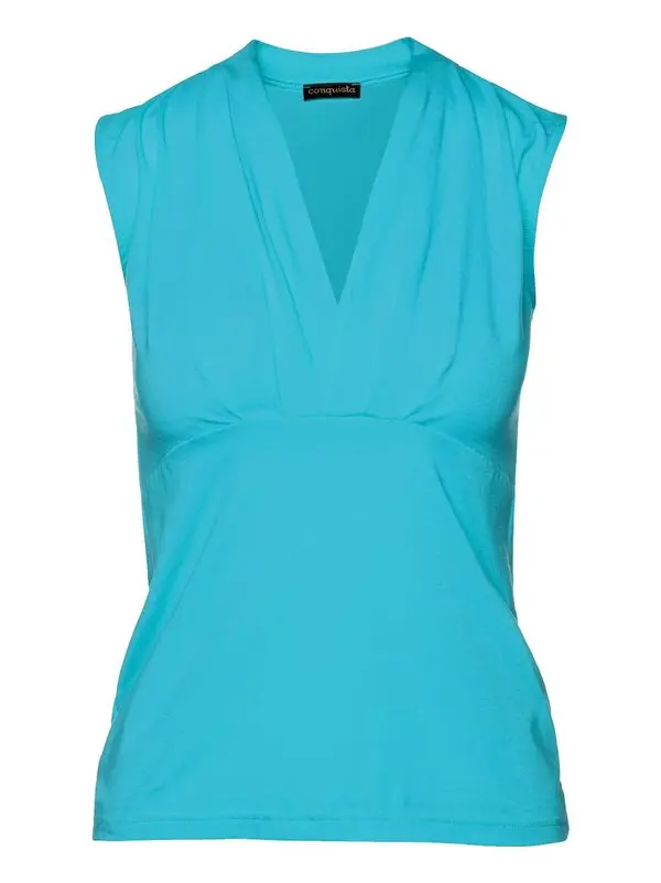 CONQUISTA Turquoise Sleeveless Cotton Jersey Top - Blue