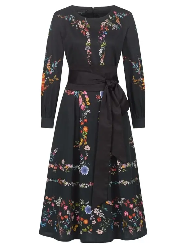 MARIANNA DÉRI Printed Long Sleeve Dress - Black