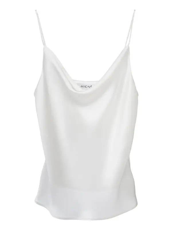 Mionè Silk Camisole Top With Draped Detail - White