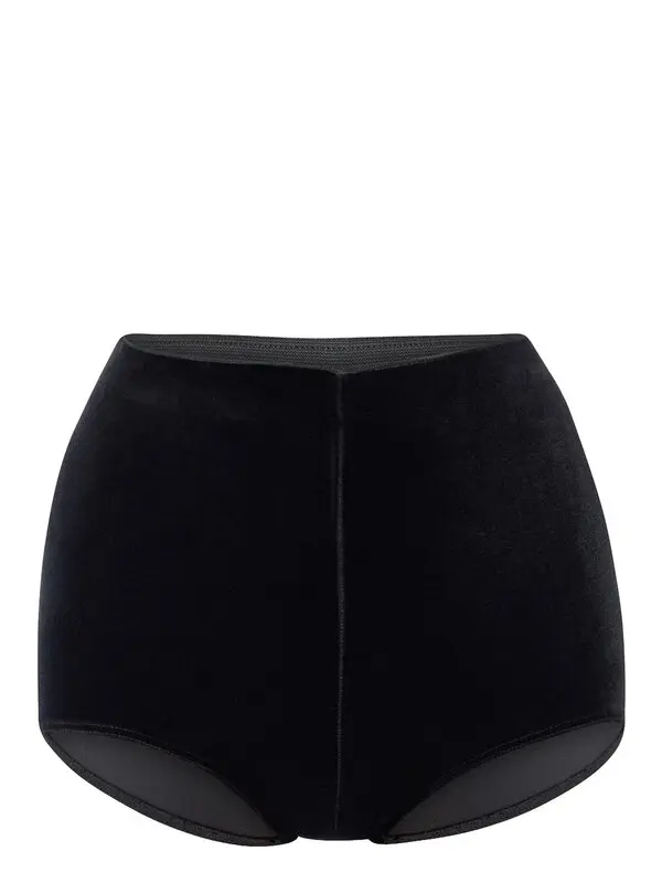 LIA ARAM High-waisted Velvet Shorts - Black