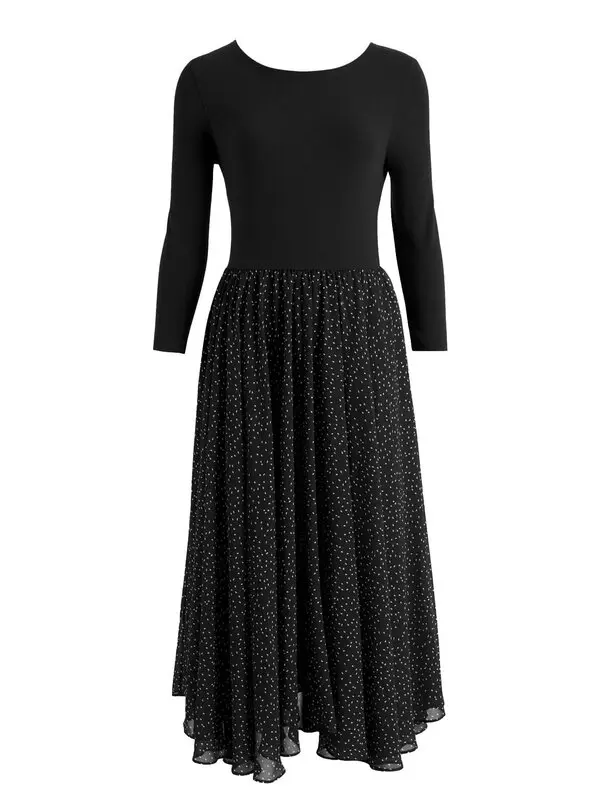 LOUCHE Huxley Raindrop Jersey Top Printed Circle Skirt Midaxi Dress - Black