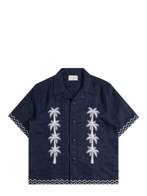 FAR AFIELD Veloso Palm Appliqué Shirt - Blue