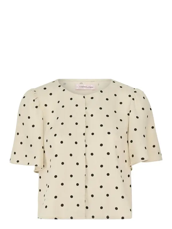 TRAFFIC PEOPLE Neutrals / Spanish Harlem Cream And Polka Dot Daisy Top - Black