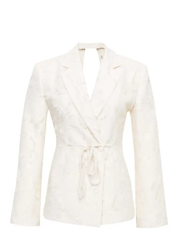 Sélone Jora Fringe Open-back Blazer / Cream - White