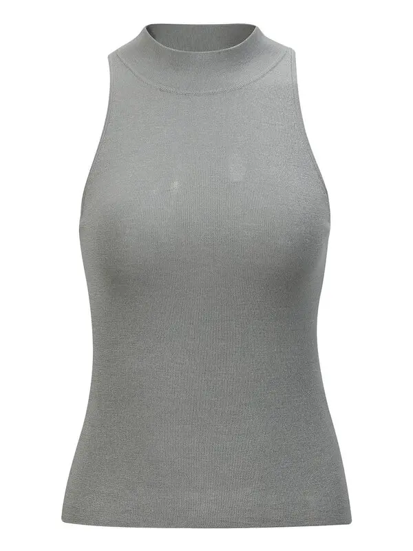 NUAJE NUAJE May Halterneck Wool And Silk Knit Tank - Grey