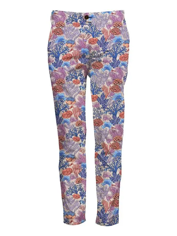LORDS OF HARLECH Orange / Neutrals / Blue Jack Lux Coral Garden Pants Pumice - Orange/blue