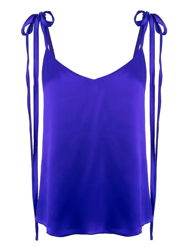 IZABELA MANDOIU Silk Top With Adjustable Straps - Blue