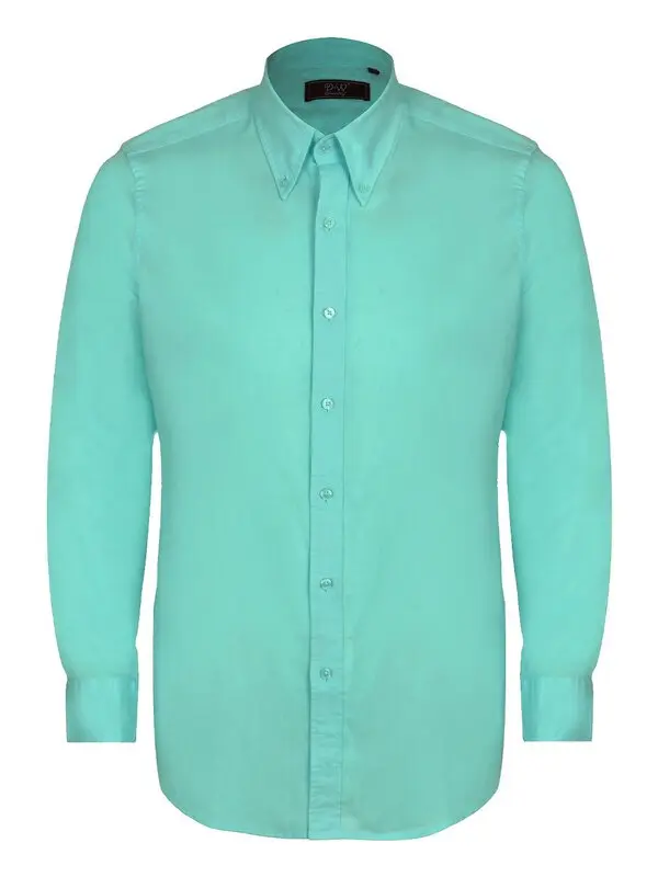 DAVID WEJ Hugo Linen Pin Down Shirt Turquoise - Blue