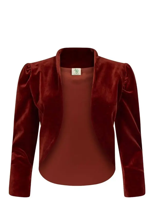 NUMBAT Eliza Velvet Bolero Coat Wine - Red