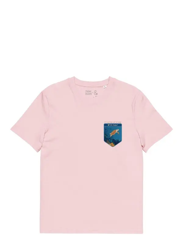 ANCHOR & CREW Cotton Think Ocean Turtle Love The Planet Organic Cotton T-shirt - Pink