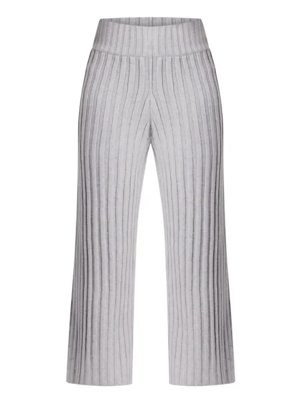 KNOWN SUPPLY High Waisted Crop Sweater Pants Jewel Heather - Grey