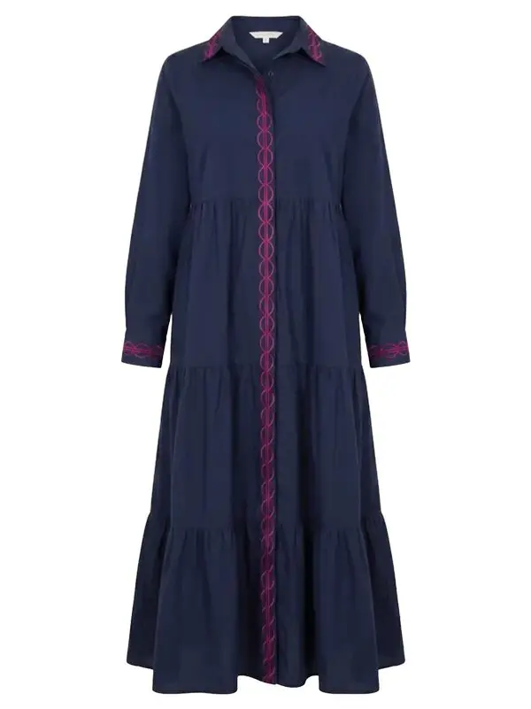 Adrift Clothing Winslow Button Through Dress In Ocean Berry - Blue