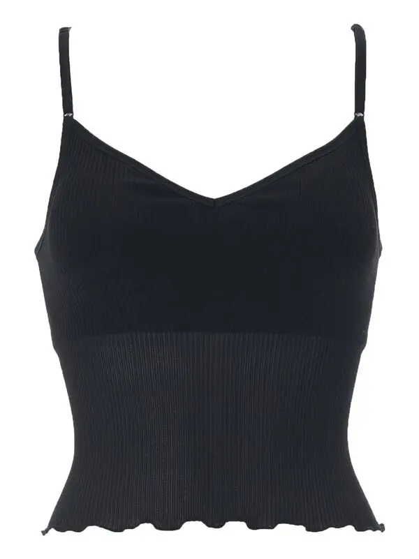 AROMATIQUE Ribbed Silk Cropped Camisole - Black