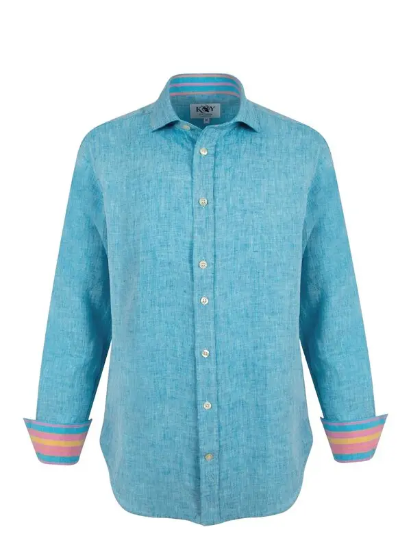 KOY CLOTHING Turquoise Linen Shirt - Blue