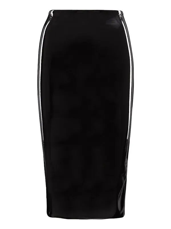 Commando Faux Patent Leather Control Smoothing Midi Skirt, Sk03 - Black