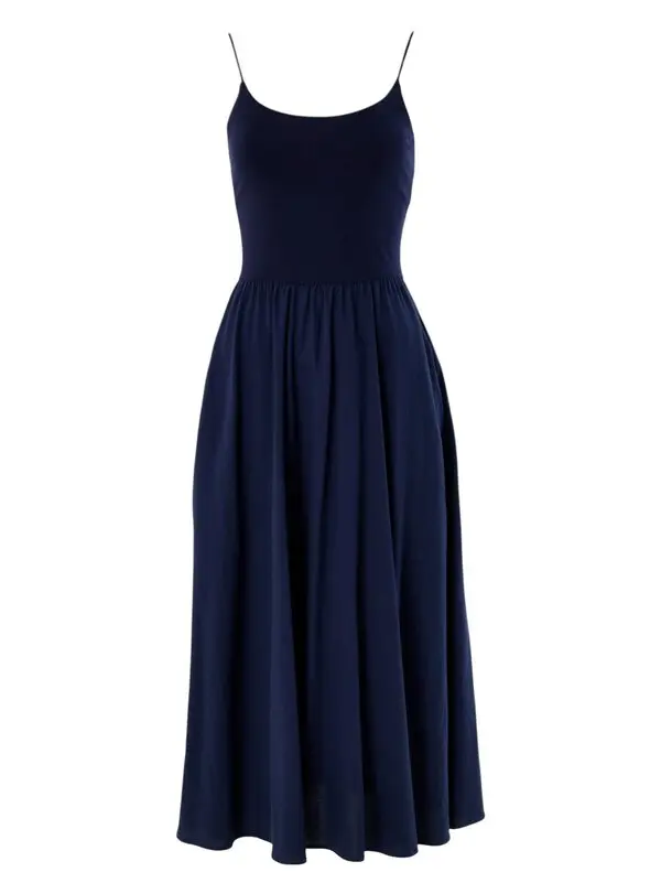 LOUCHE Soumia Jersey Bodice And Recycled Cotton Skirt Midaxi Dress Navy - Blue